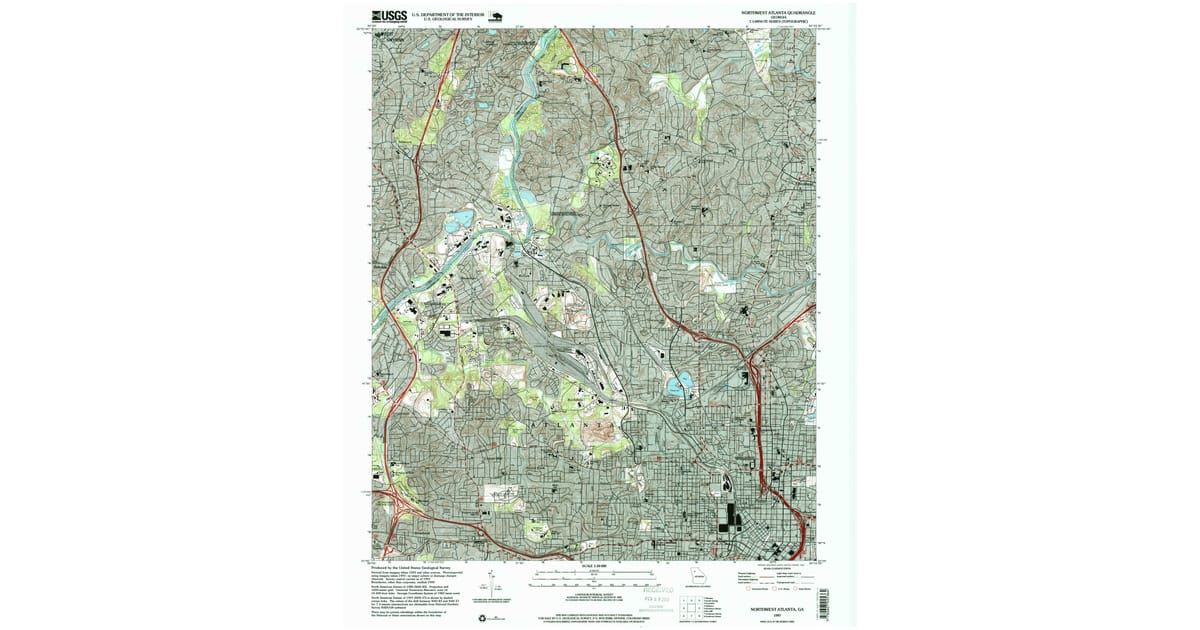 1997 Map of Northwest Atlanta, Fulton County, GA — High-Res | Pastmaps