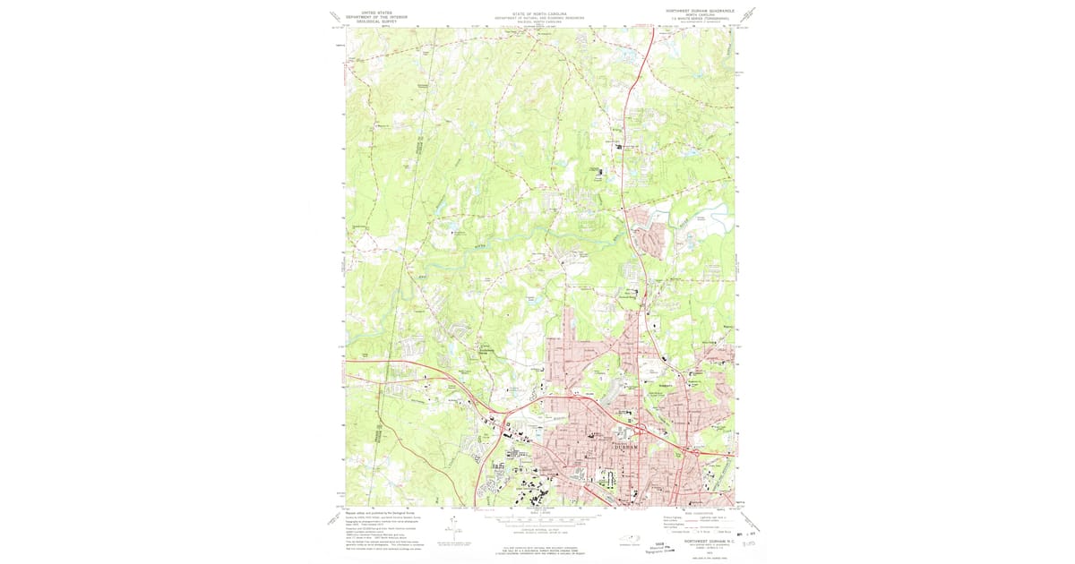 1973 Map of Northwest Durham, Durham County, NC — High-Res | Pastmaps