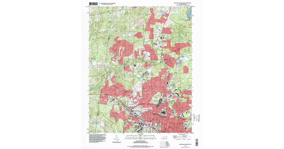1993 Map of Northwest Durham, Durham County, NC — High-Res | Pastmaps