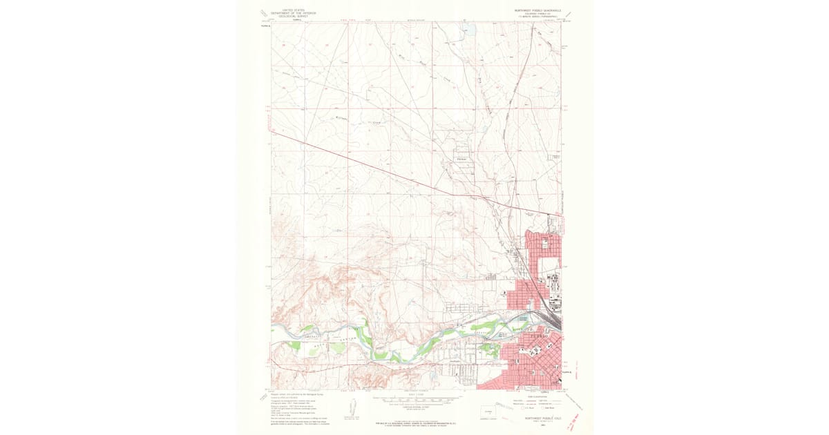 1961 Map of Northwest Pueblo, Pueblo County, CO — High-Res | Pastmaps