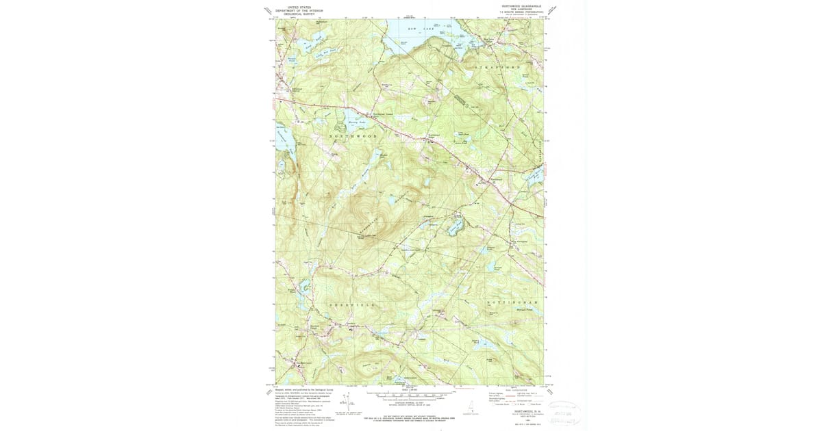 1981 Map of Northwood, Rockingham County, NH — High-Res, 1988 Print #2 ...