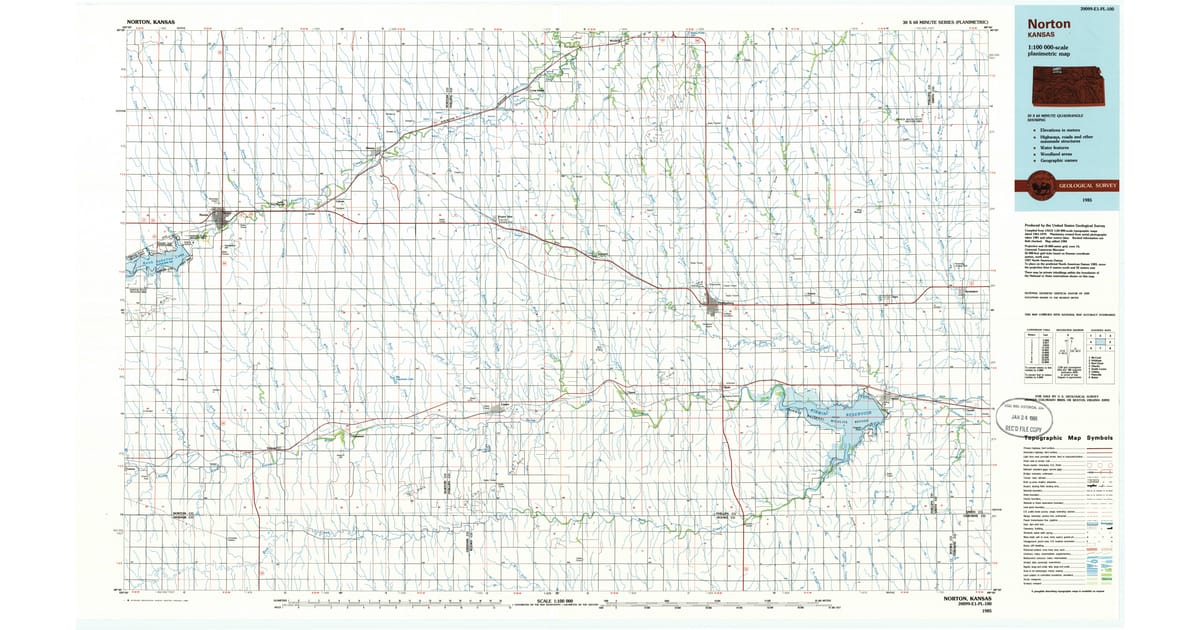 1985 Map of Norton, KS — High-Res | Pastmaps