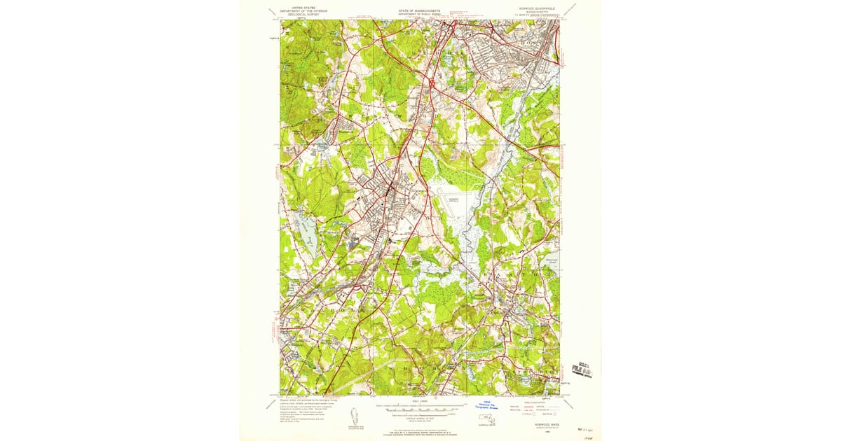 1946 Map of Norwood, Norfolk County, MA — High-Res | Pastmaps