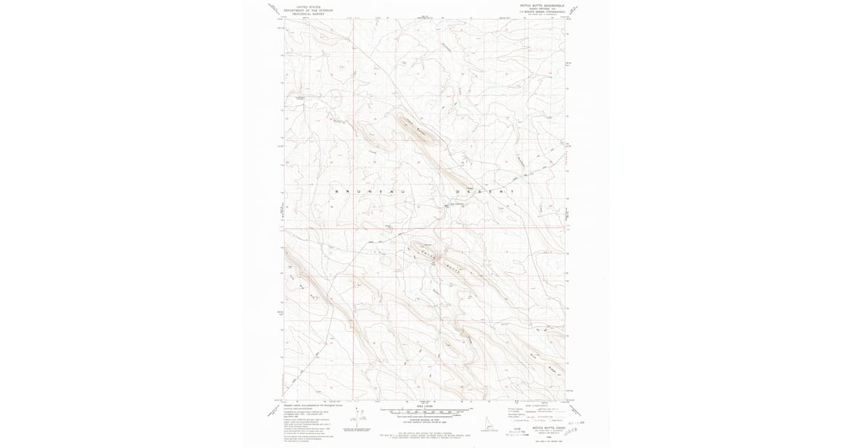 1980 Map of Notch Butte, Owyhee County, ID — High-Res | Pastmaps