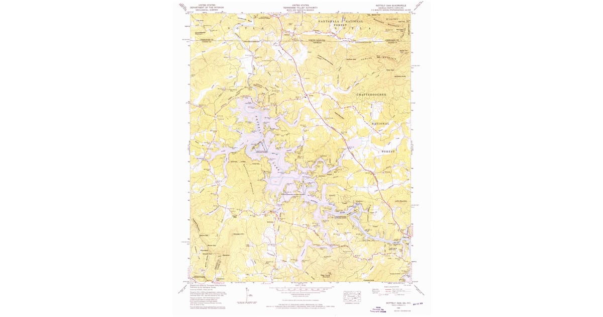 1966 Map of Nottely Dam, Union County, GA — High-Res | Pastmaps