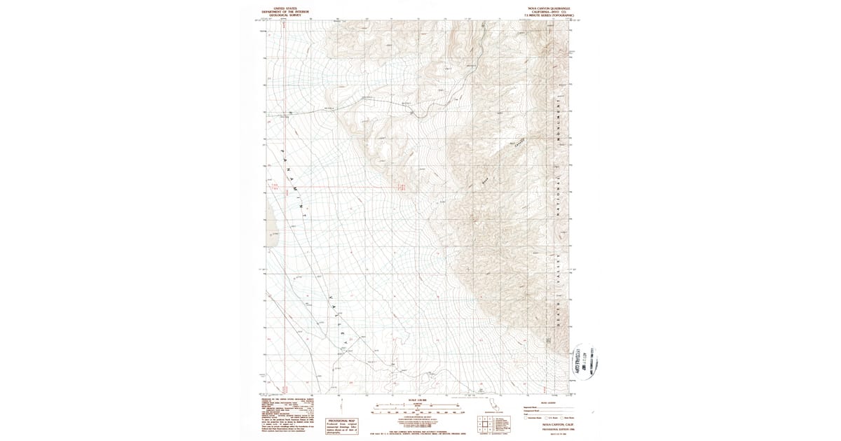 1986 Map of Nova Canyon, Inyo County, CA — High-Res | Pastmaps