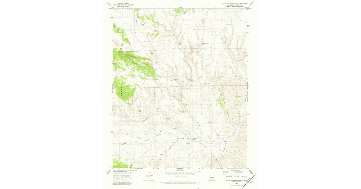 1981 Map of O Bar O Canyon East, Catron County, NM — High-Res | Pastmaps