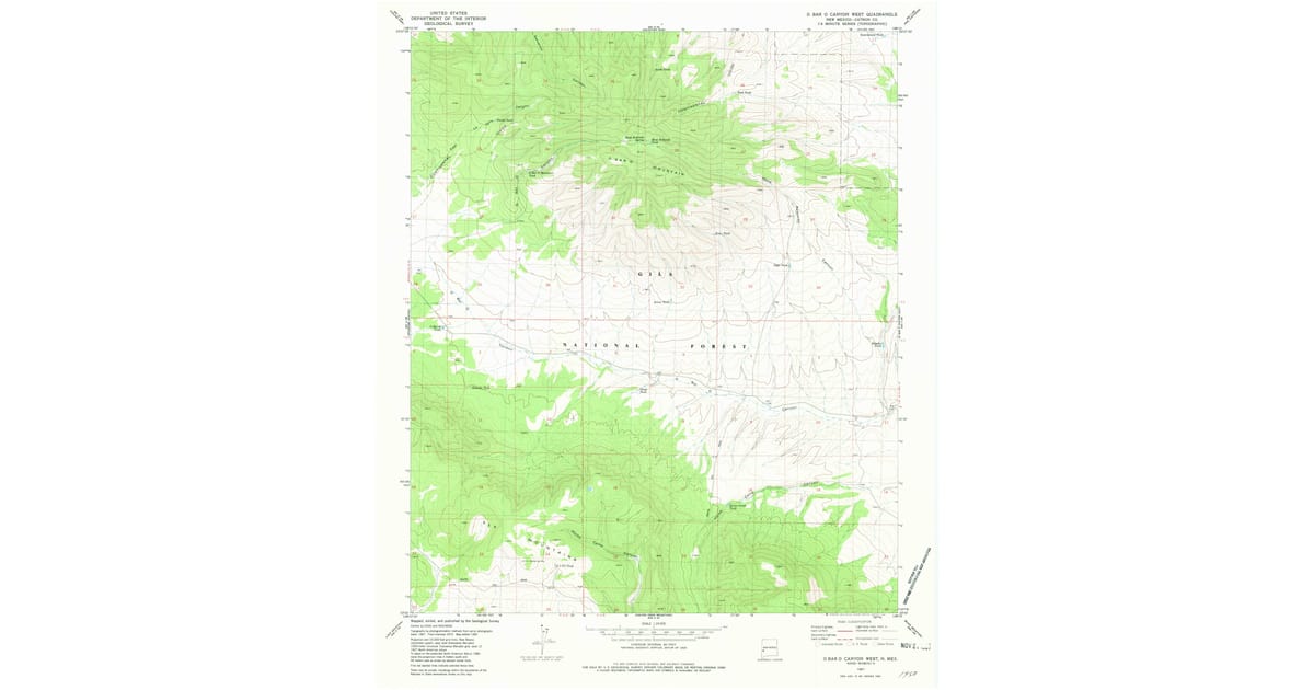 1981 Map of O Bar O Canyon West, Catron County, NM — High-Res | Pastmaps
