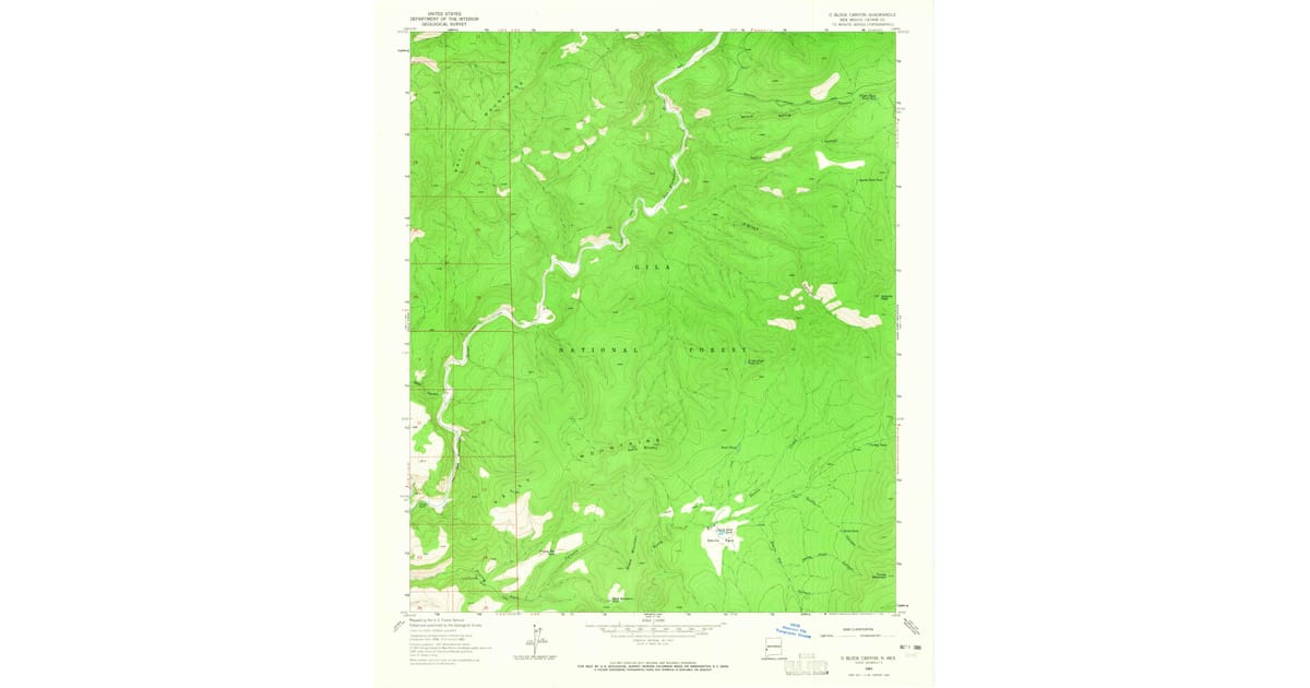 1963 Map of O Block Canyon, Catron County, NM — High-Res | Pastmaps