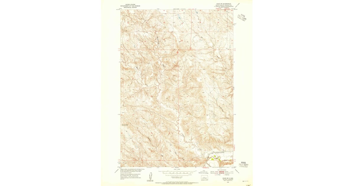 1953 Map of Oahe SW, Stanley County, SD — High-Res | Pastmaps