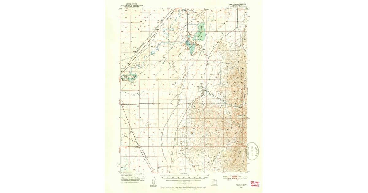 1951 Map of Oak City, UT — High-Res, 1953 Print #2 | Pastmaps