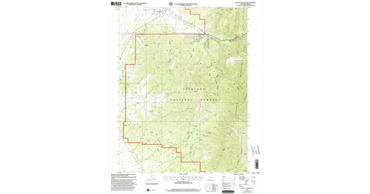 2001 Map of Oak City South, Millard County, UT — High-Res | Pastmaps