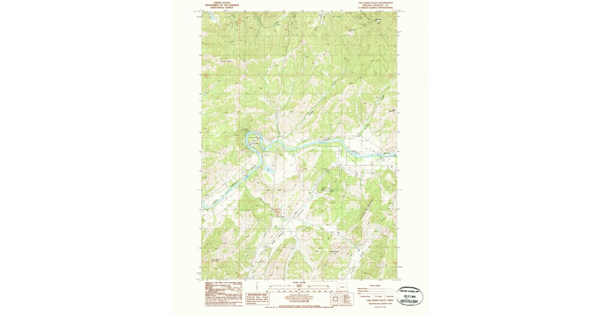 1987 Map of Oak Creek Valley, Douglas County, OR — High-Res | Pastmaps
