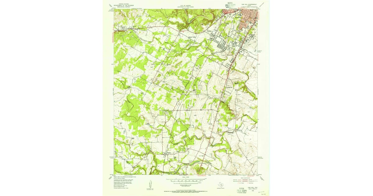 1955 Map of Oak Hill, Travis County, TX — High-Res | Pastmaps