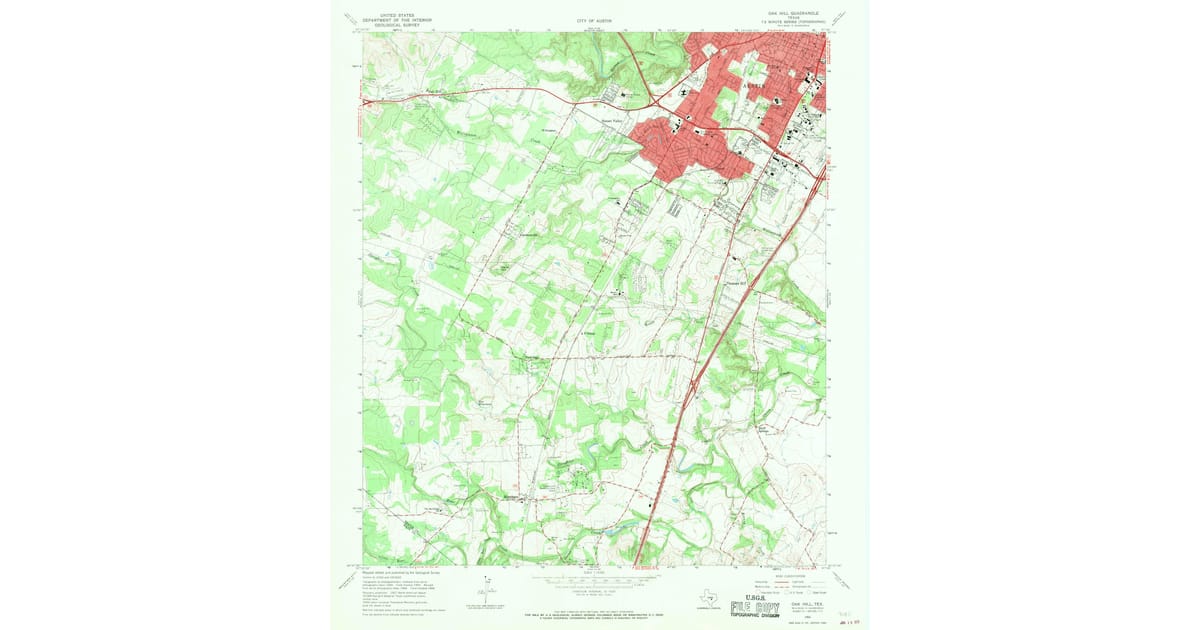 1966 Map of Oak Hill, Travis County, TX — High-Res | Pastmaps