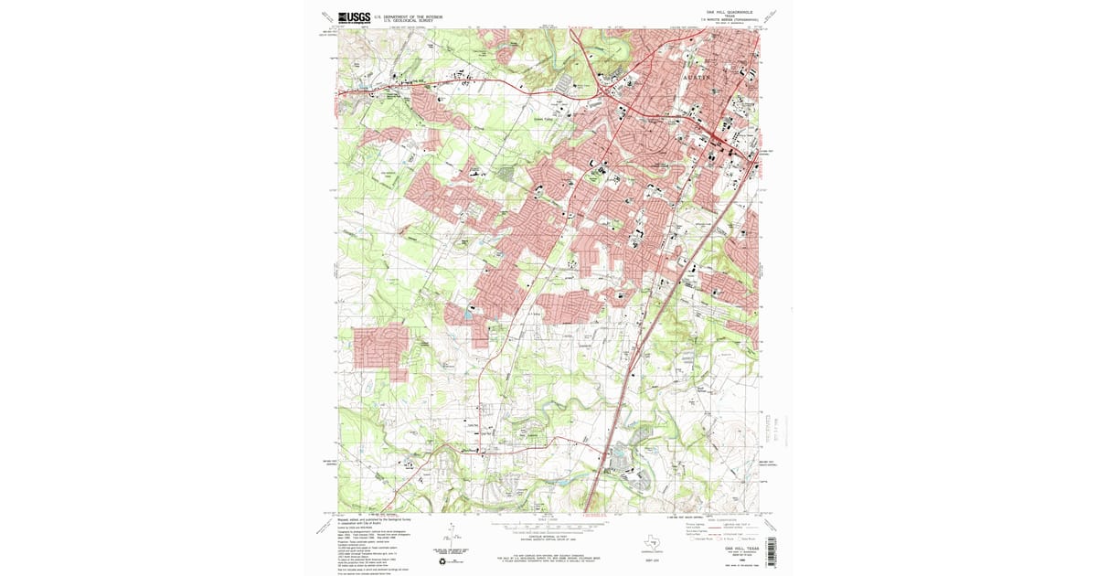 1988 Map of Oak Hill, Travis County, TX — High-Res | Pastmaps