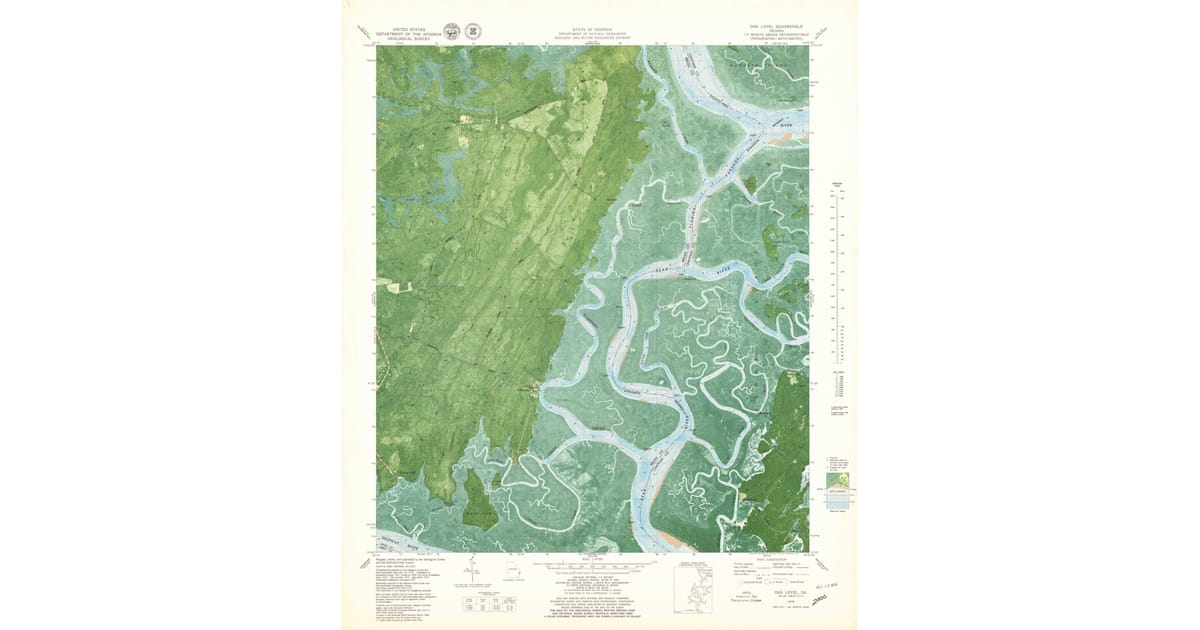 1979 Map of Oak Level, Bryan County, GA — High-Res | Pastmaps