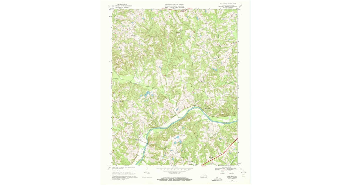 1968 Map of Oak Level, Halifax County, VA — High-Res | Pastmaps