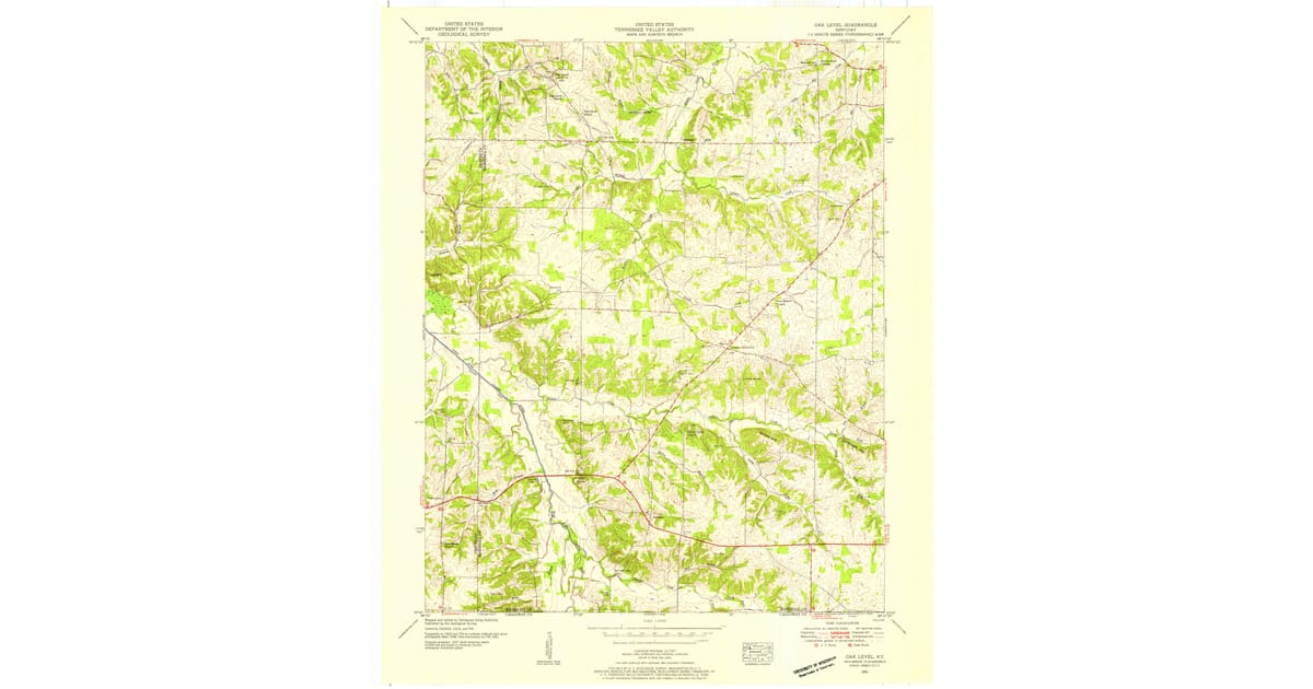 1951 Map of Oak Level, Marshall County, KY — High-Res | Pastmaps