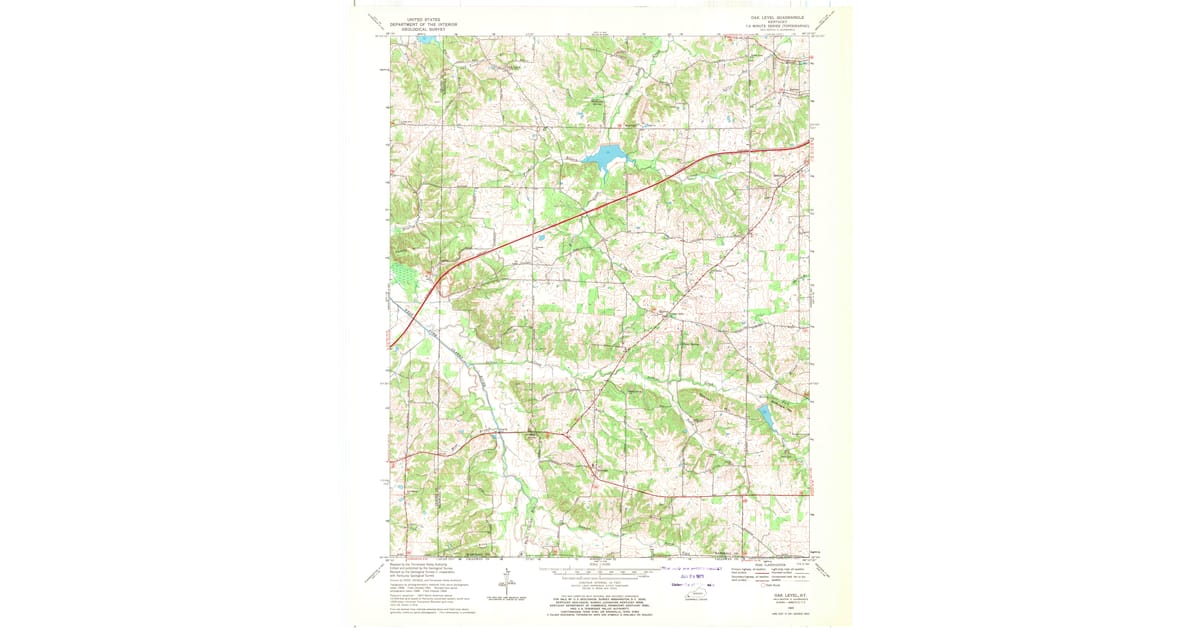 1969 Map of Oak Level, Marshall County, KY — High-Res | Pastmaps