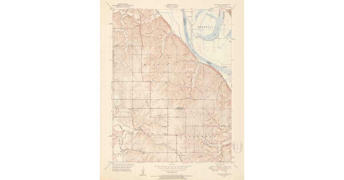 1948 Map of Oak Mills, Atchison County, KS — High-Res | Pastmaps