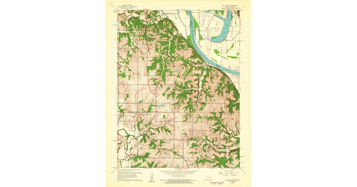 1961 Map of Oak Mills, Atchison County, KS — High-Res | Pastmaps