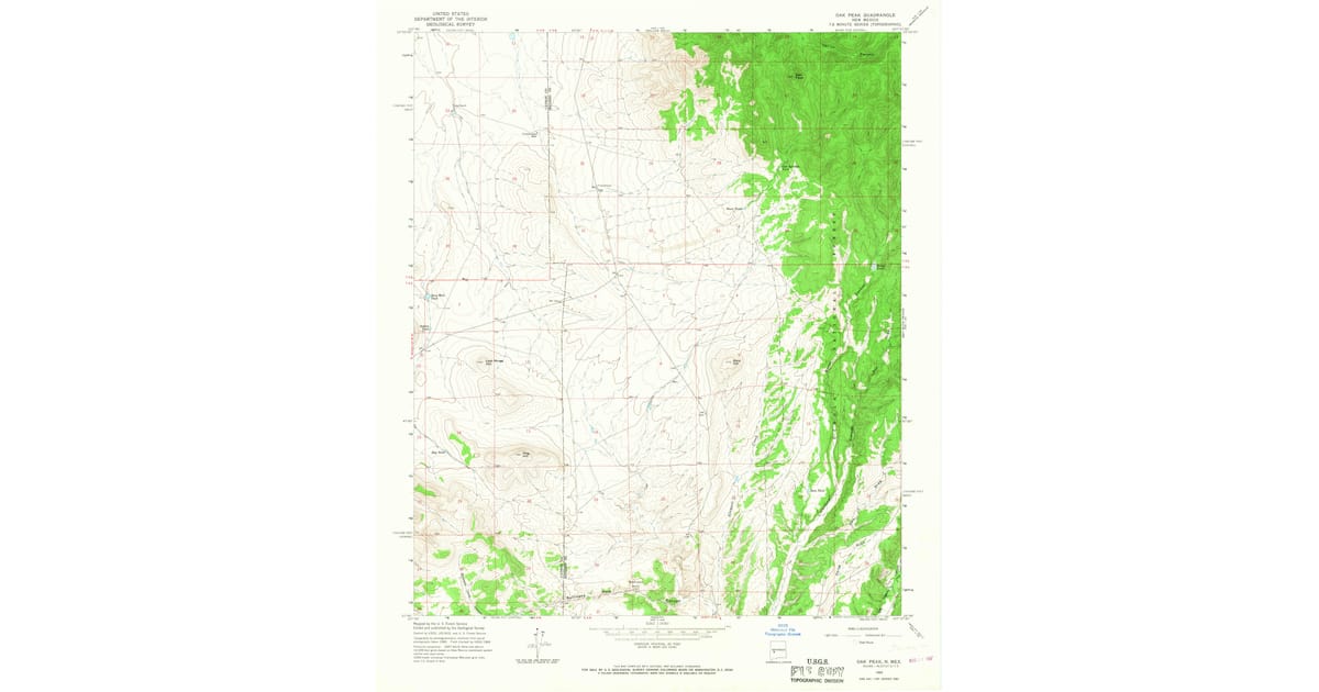 1965 Map of Oak Peak, Socorro County, NM — High-Res | Pastmaps