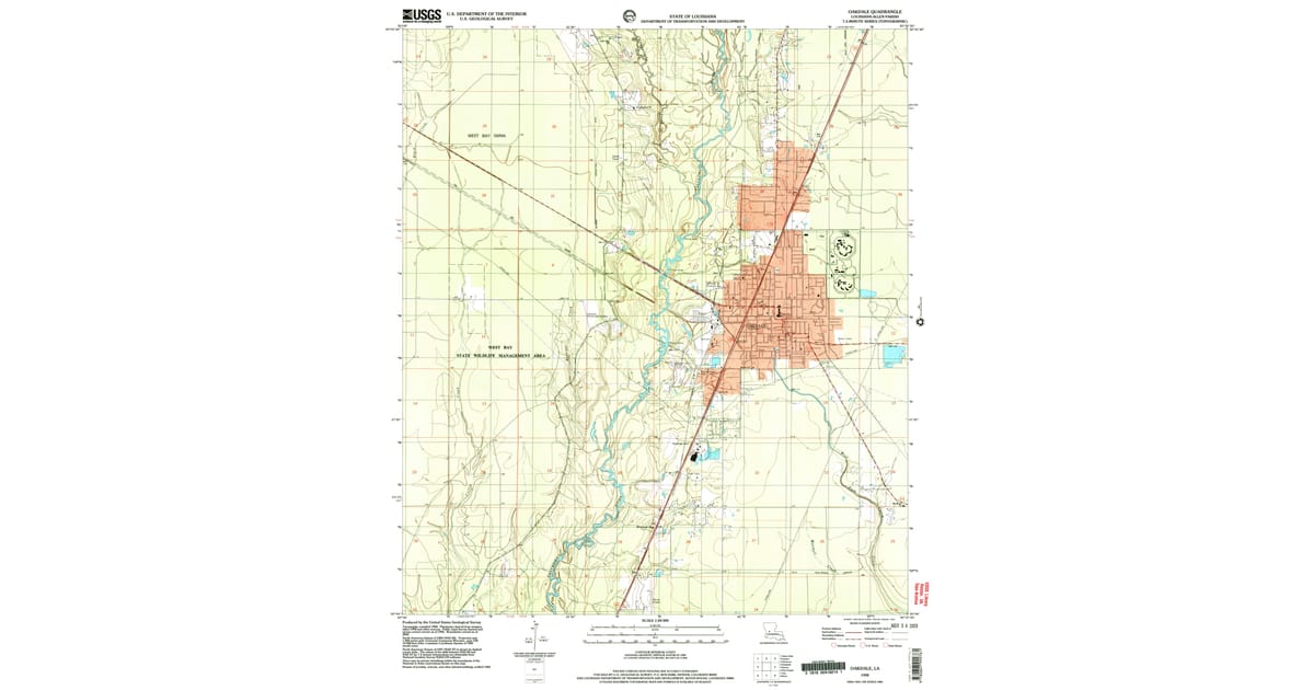 1998 Map of Oakdale, LA — High-Res | Pastmaps