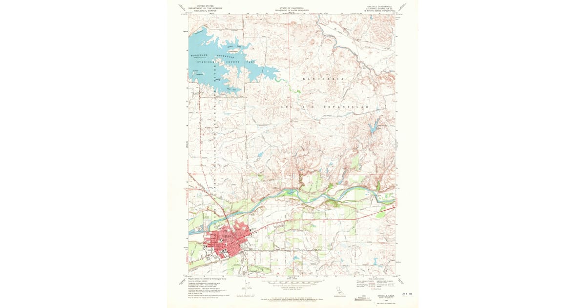 1968 Map of Oakdale, CA — High-Res | Pastmaps