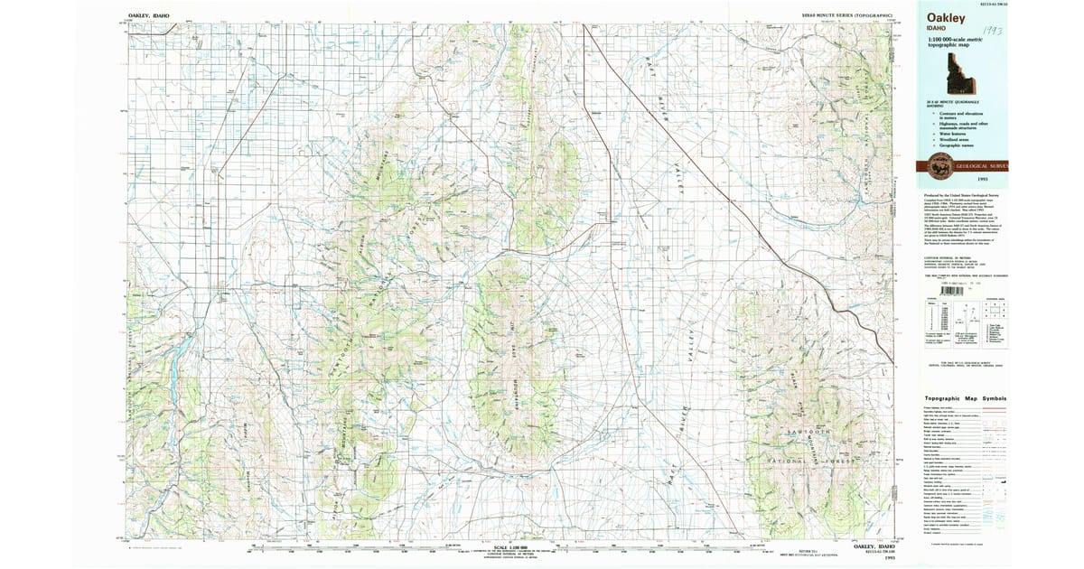 1993 Map of Oakley, ID — High-Res | Pastmaps
