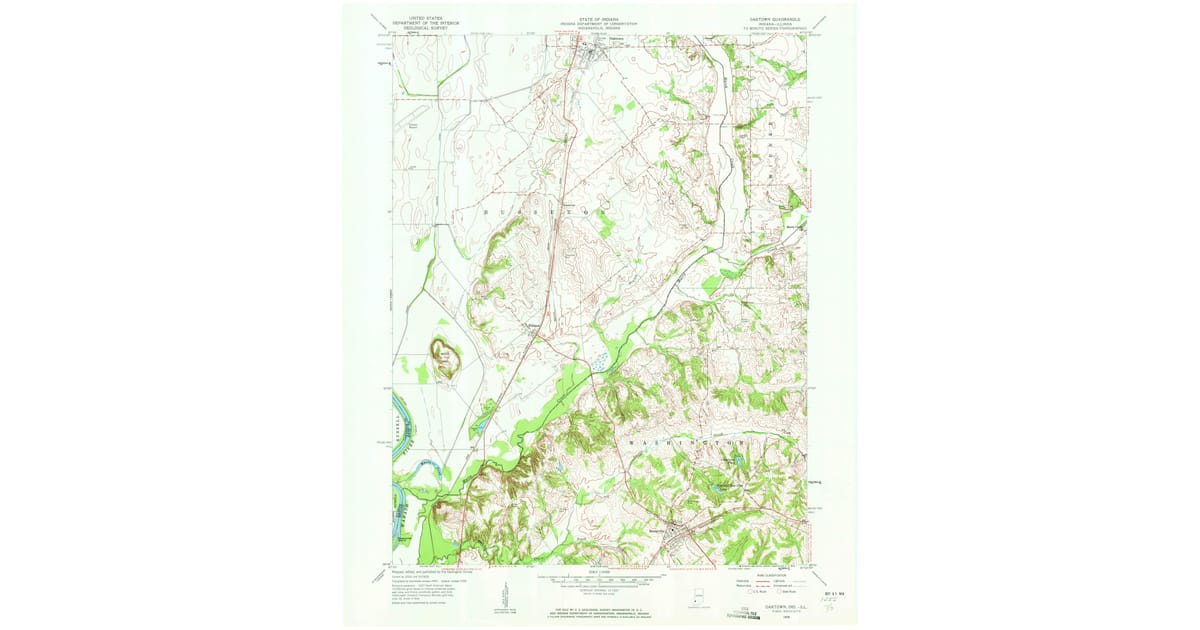 1958 Map of Oaktown, IN — High-Res | Pastmaps