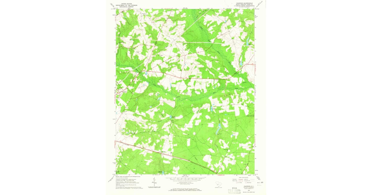 1964 Map of Oakwood, Aiken County, SC — High-Res | Pastmaps