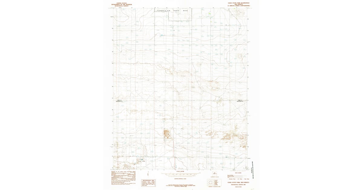1985 Map of Oasis State Park, Curry County, NM — High-Res | Pastmaps