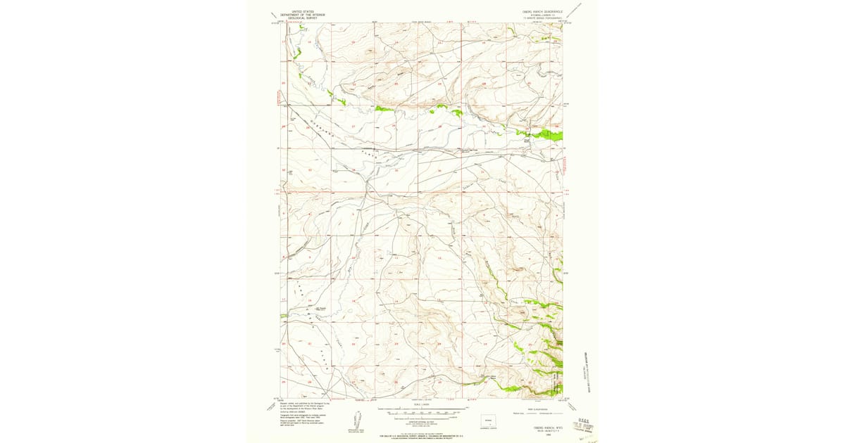 1955 Map of Oberg Ranch, Carbon County, WY — High-Res | Pastmaps