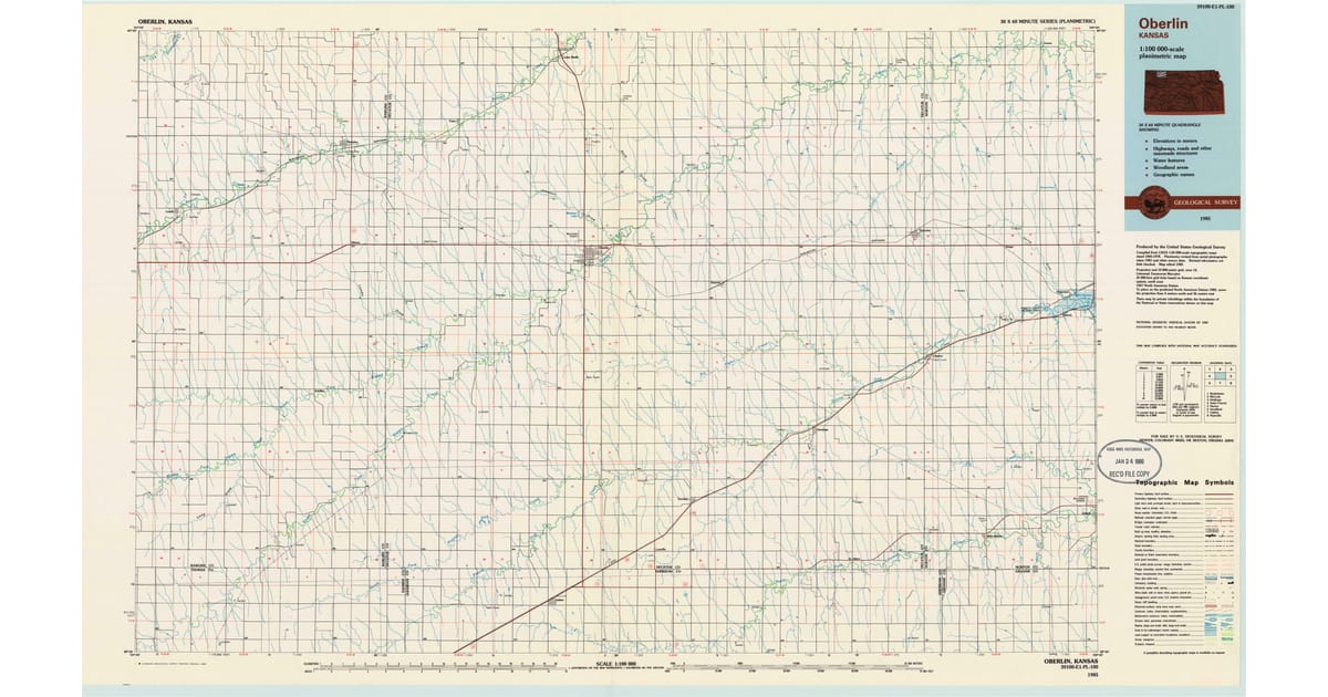 1985 Map of Oberlin, KS — High-Res | Pastmaps