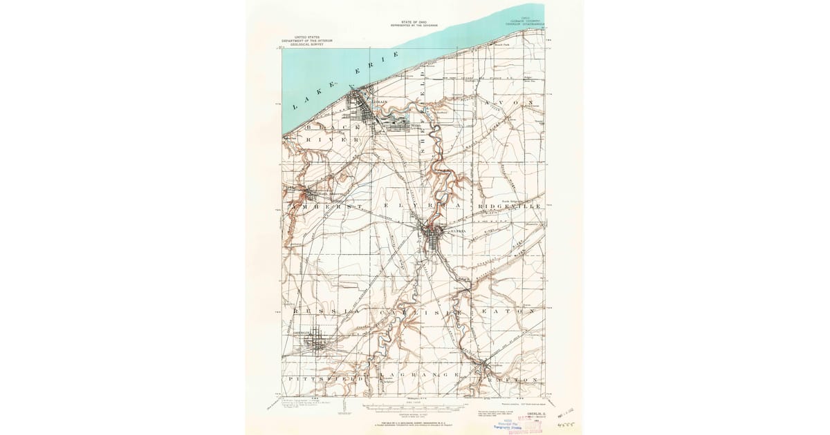 1901 Map of Oberlin, OH — High-Res, 1962 Print | Pastmaps