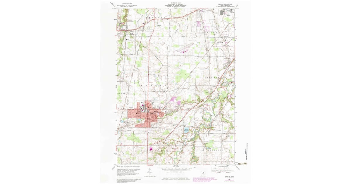 1969 Map of Oberlin, OH — High-Res, 1979 Print | Pastmaps