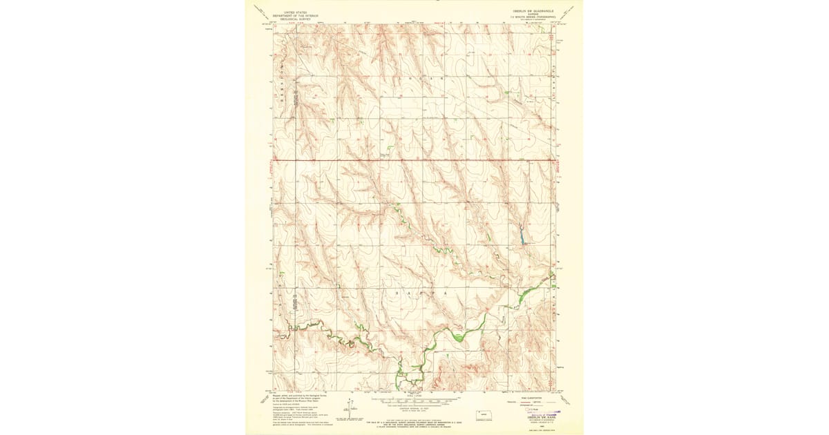 1965 Map of Oberlin SW, Decatur County, KS — High-Res | Pastmaps