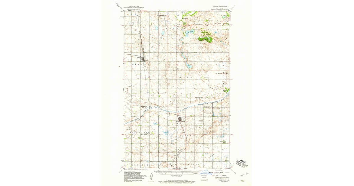 1950 Map of Oberon, ND — High-Res | Pastmaps