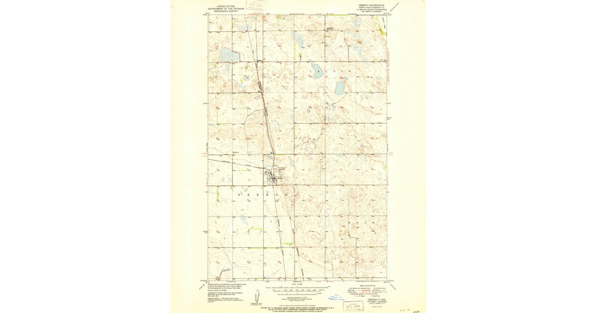 1951 Map of Oberon, ND — High-Res | Pastmaps