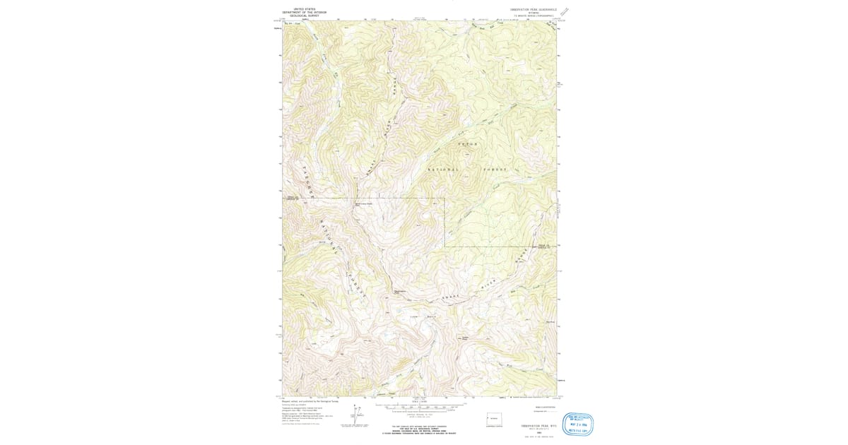 1963 Map of Observation Peak, Teton County, WY — High-Res | Pastmaps