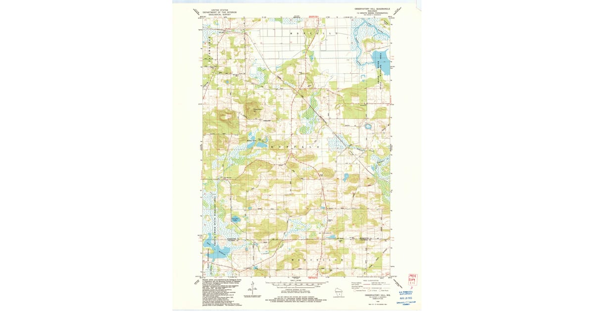 1984 Map of Observatory Hill, Marquette County, WI — High-Res | Pastmaps