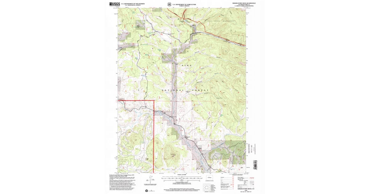 1994 Map of Observatory Rock, Park County, CO — High-Res | Pastmaps