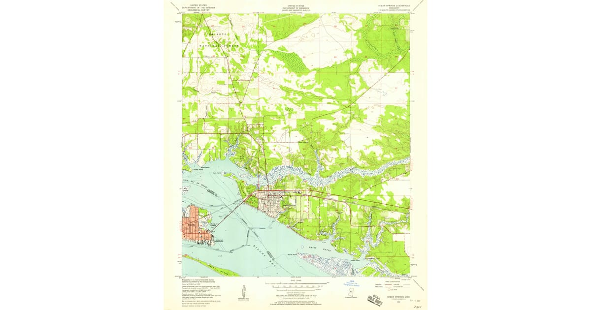 1954 Map of Ocean Springs, MS — High-Res | Pastmaps