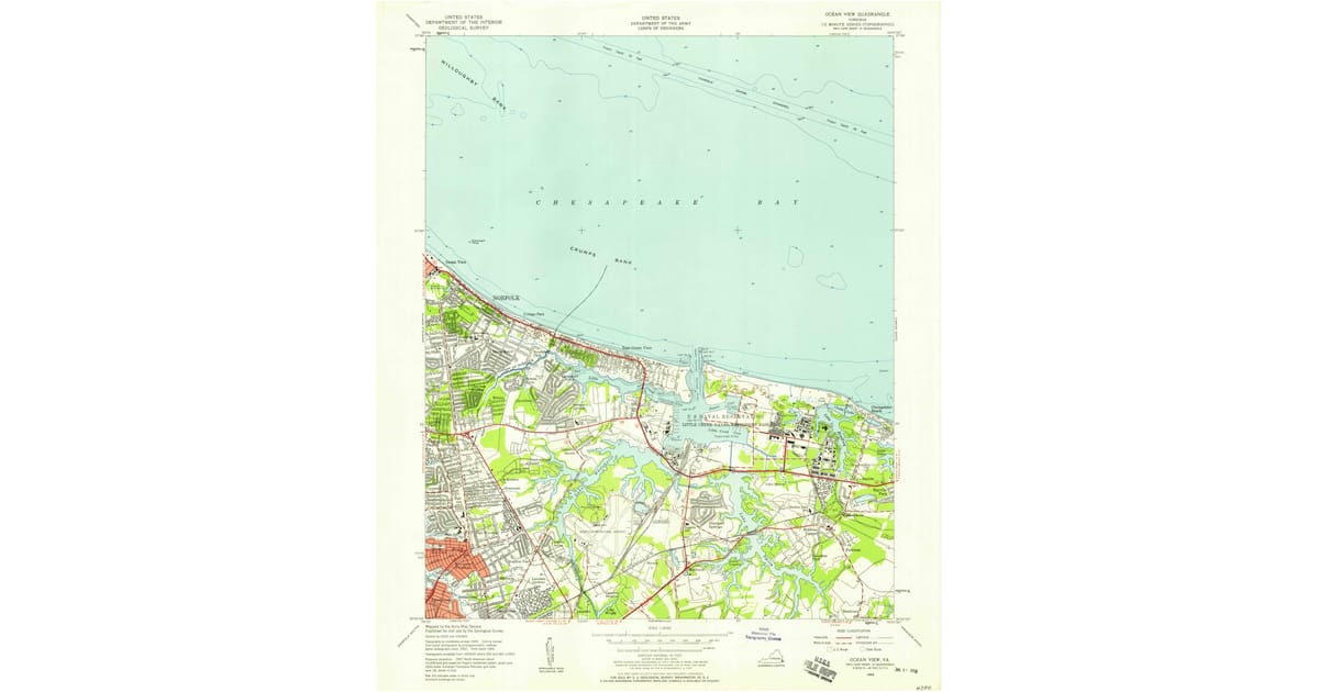1954 Map of Ocean View, Virginia — High-Res | Pastmaps