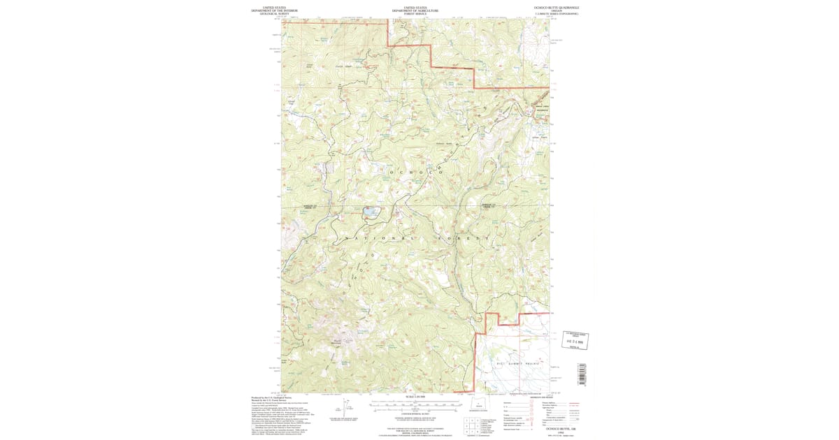 1992 Map of Ochoco Butte, Wheeler County, OR — High-Res | Pastmaps