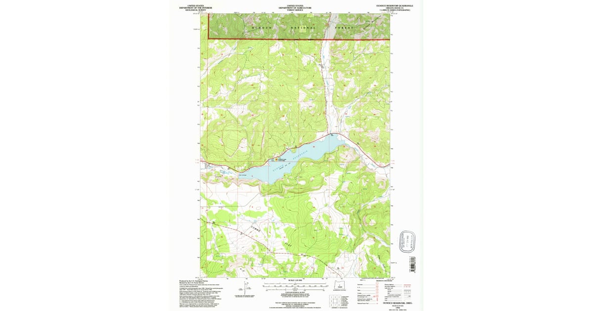 1992 Map of Ochoco Reservoir, Crook County, OR — High-Res | Pastmaps