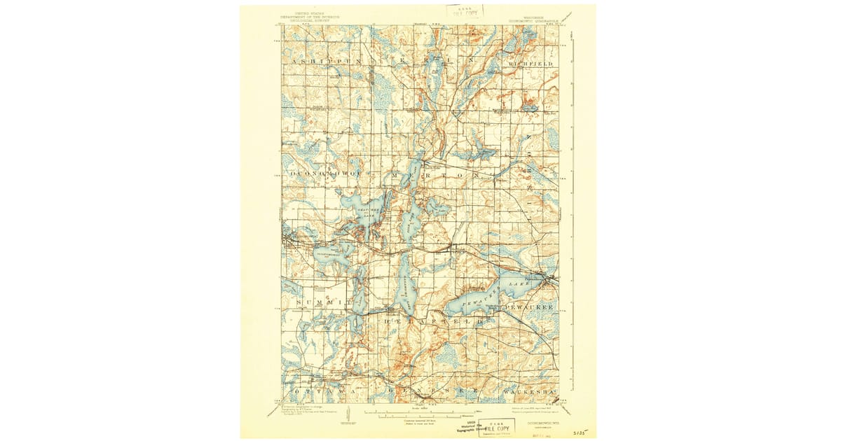 1909 Map of Oconomowoc, WI — High-Res, 1943 Print | Pastmaps