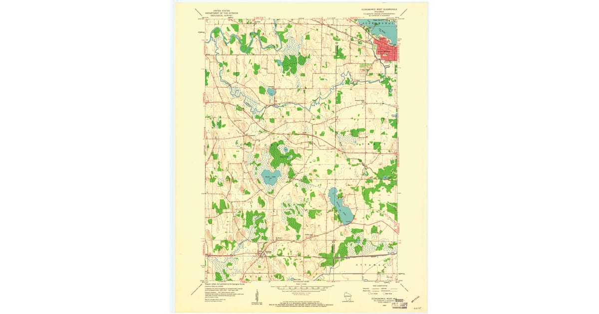 1959 Map of Oconomowoc West, Jefferson County, WI — High-Res | Pastmaps