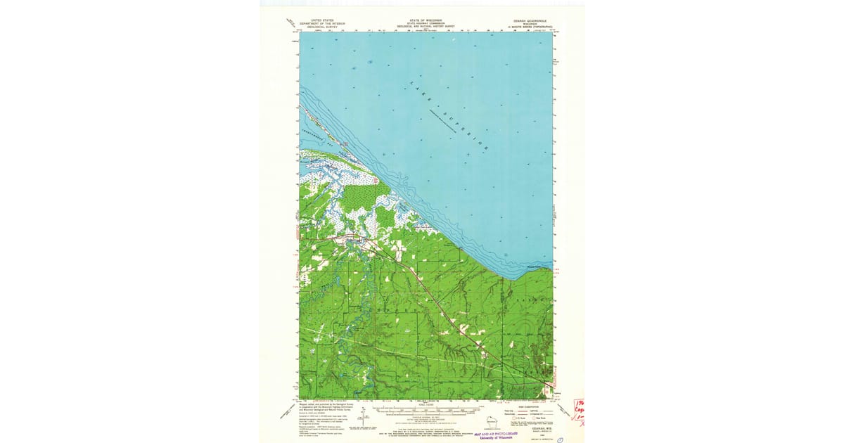 1964 Map of Odanah, WI — High-Res | Pastmaps
